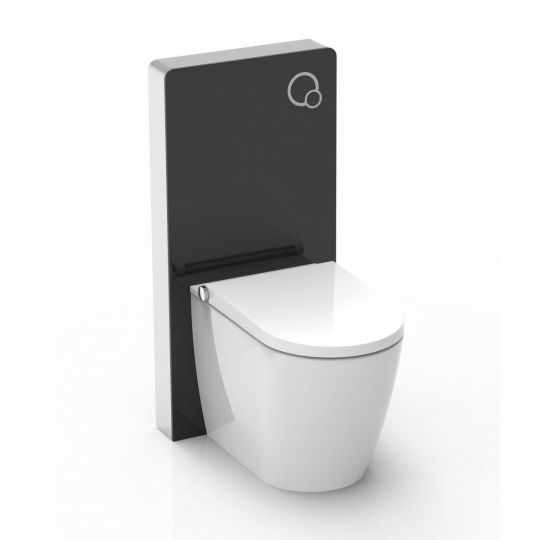 Cadru wc cu rezervor din sticla securizata neagra, dimensiunea 100x48 ...