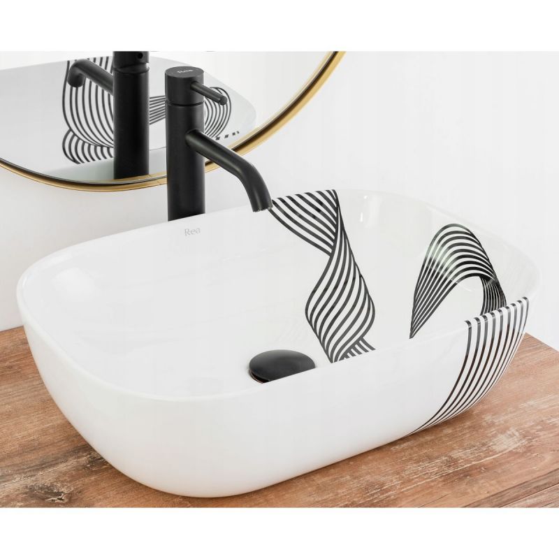 Lavoar EGO Belinda Sash, Alb Negru, lucios, 46.5x33 cm, montaj pe blat ...