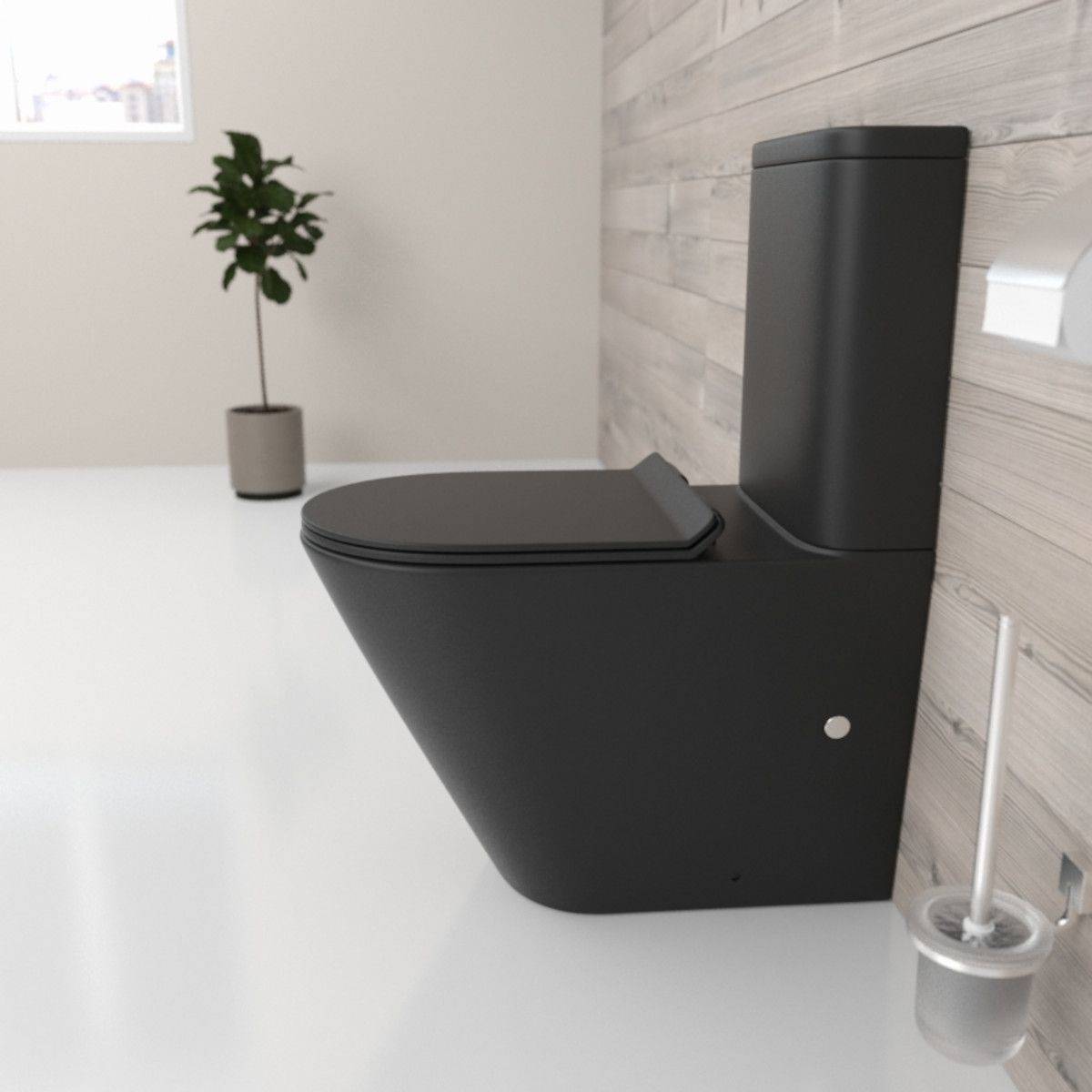 Vas WC EGO Dario Rimless, rezervor inclus, 2 piese, Negru mat, Power ...