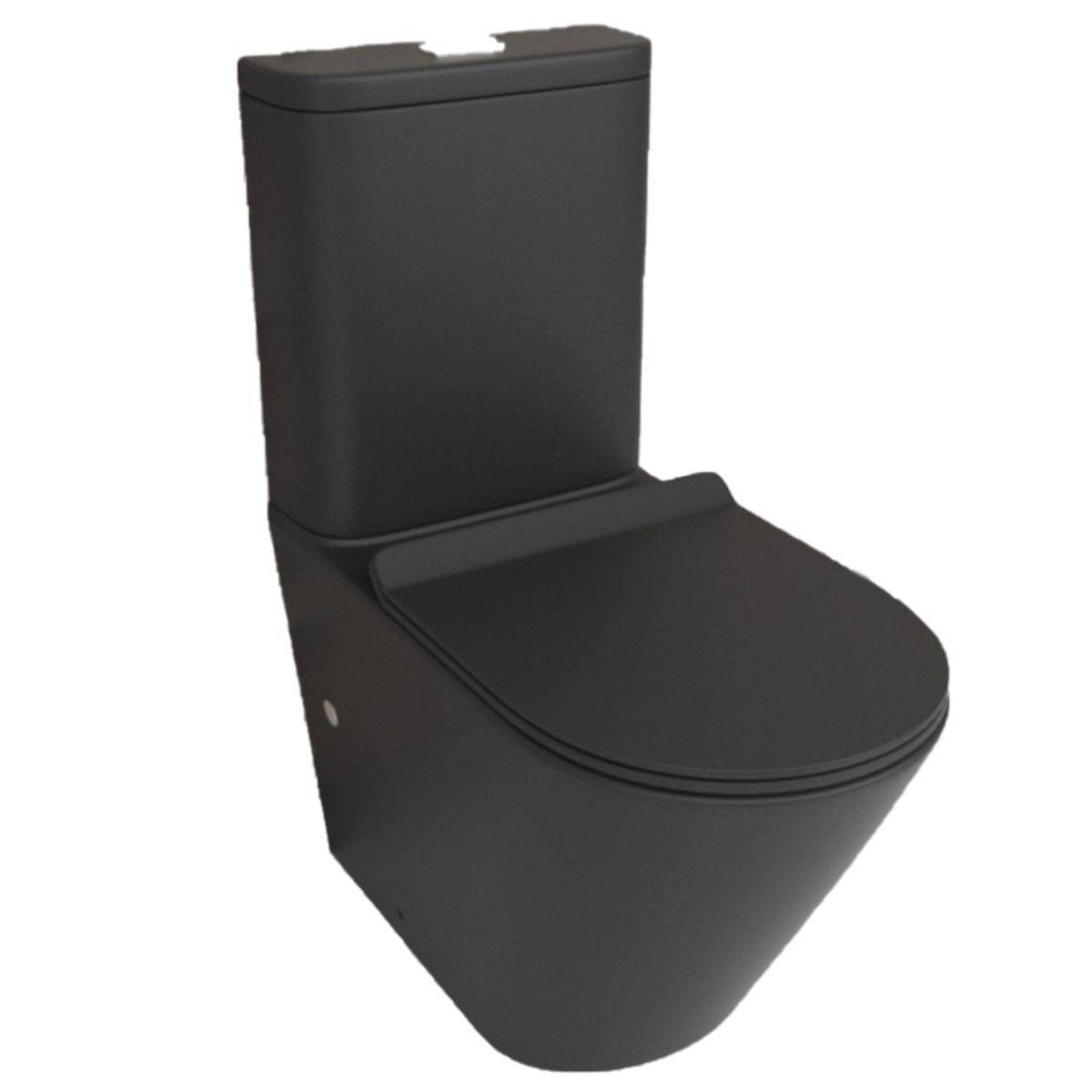 Vas WC EGO Dario Rimless, rezervor inclus, 2 piese, Negru mat, Power ...