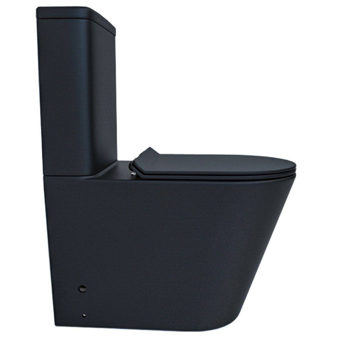 Vas WC EGO Dario Rimless, rezervor inclus, 2 piese, Negru mat, Power ...