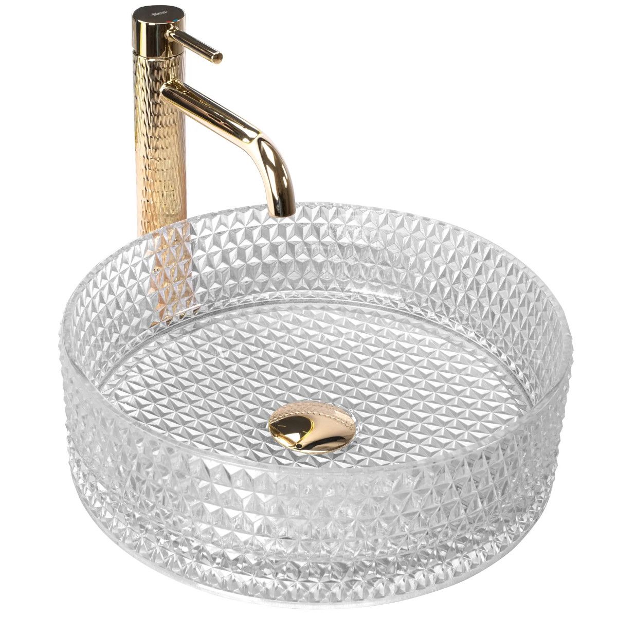 Lavoar Cristal din sticla transparent rotund, diametru 35.5 cm, montaj ...