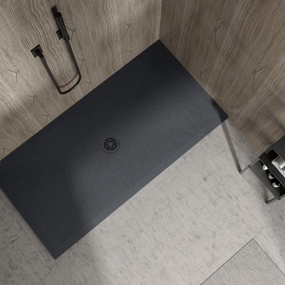 Cadita de dus, compozit mineral, 120x80 cm, inaltime 2.5 cm, Antracit ...