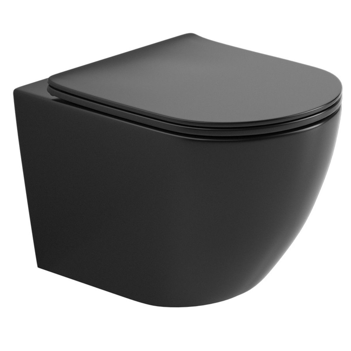 Vas Wc Ben, Negru Lucios, Rimless, 49x36 cm, montaj suspendat, capac ...