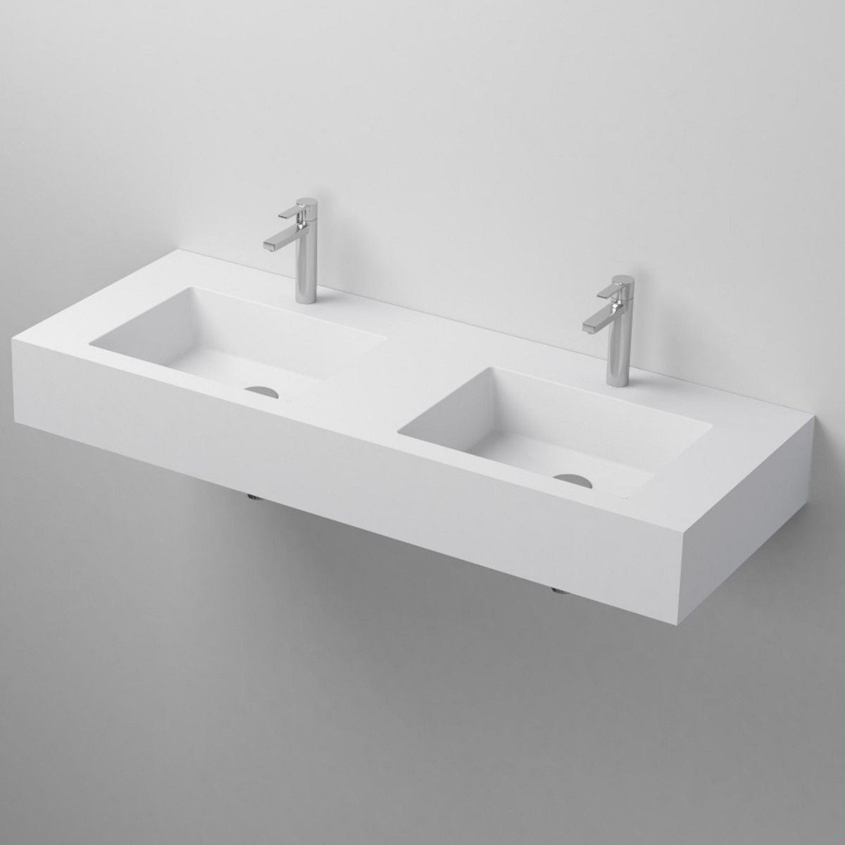 Lavoar dublu, compozit mineral, montaj pe blat sau suspendat, 2 gauri ...