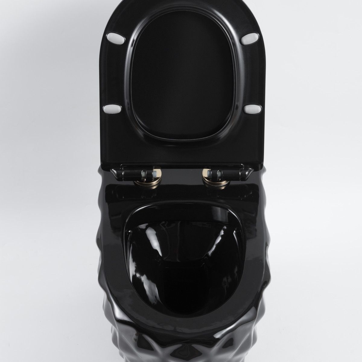 Vas Wc, Negru, Rimless, 49x36 cm, montaj suspendat, capac Duroplast ...